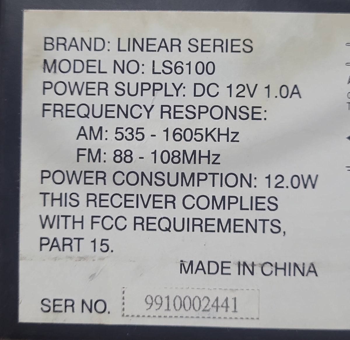 Buy Used Linear Series RV radio LS6100 Online - Young Farts RV Parts